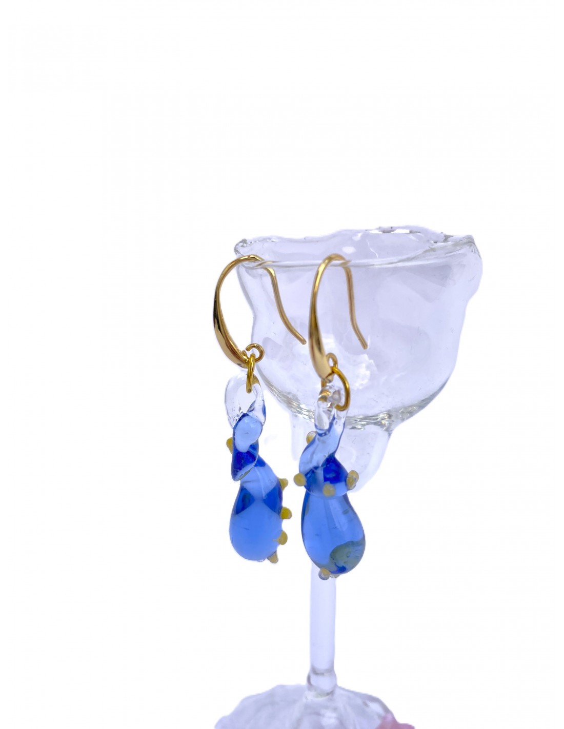 Earrings Organic Blue Glass